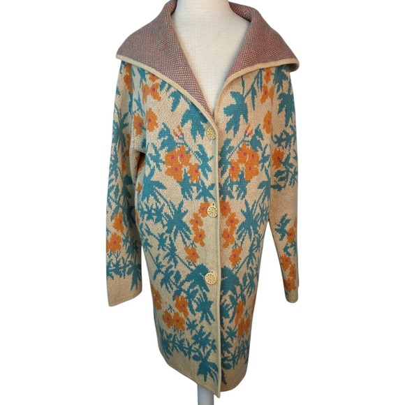 Sundance | Sweaters | Sundance Womens Floral Knit Sweater Coat Jacket M ...